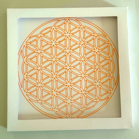 Hand Crafted | Wall Decor | 5x5 Flower Of Life Orange Coral White ...